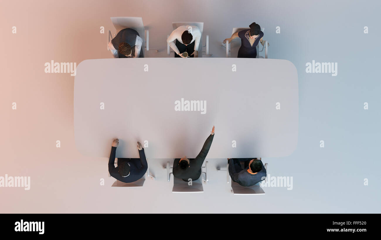 3d people - human character, person at conference table . 3d render ...