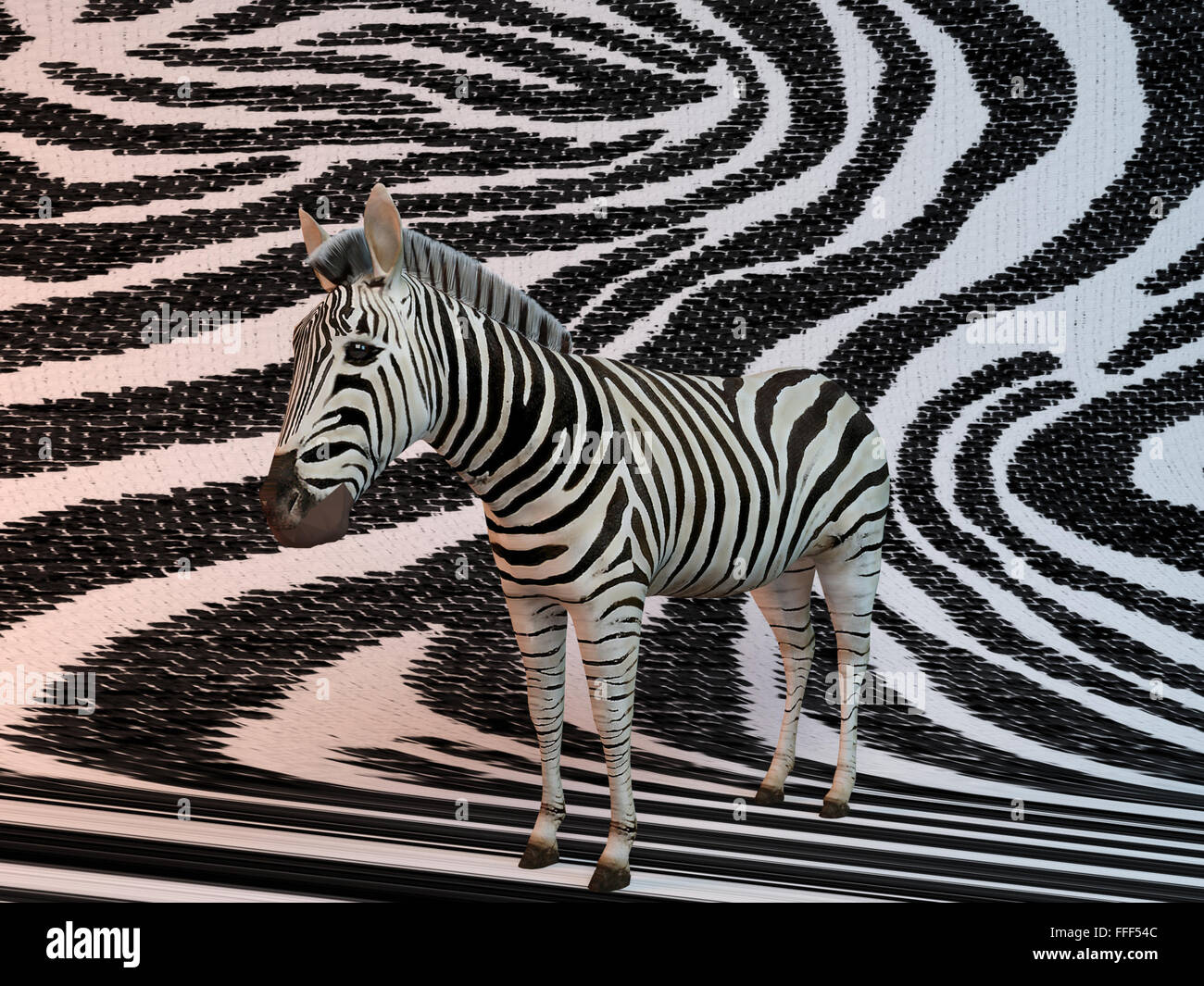 3d Zebra with same texture background Stock Photo - Alamy