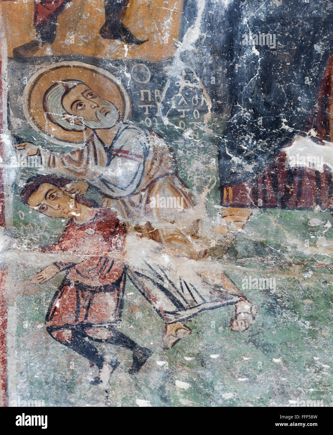 Fresco in Byzantine St. Anthony church, Kellia, Cyprus Stock Photo - Alamy
