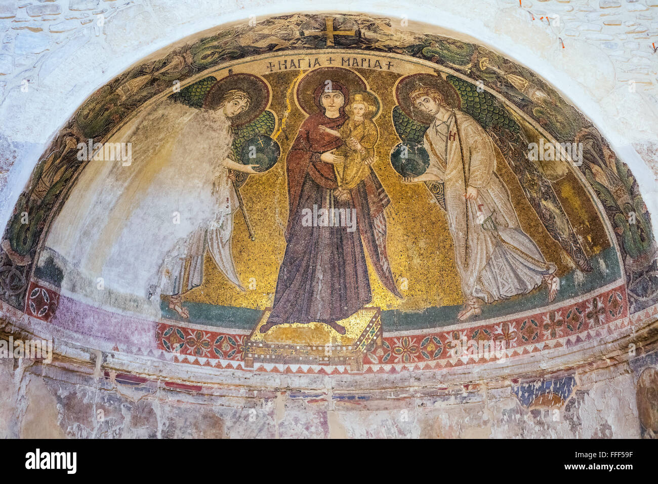 Mosaic with Holy Virgin (6th century), Panagia Angeloktisti church ...