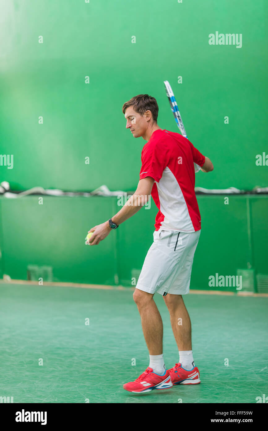 Professional tennis player have a training at indoor court Stock Photo ...