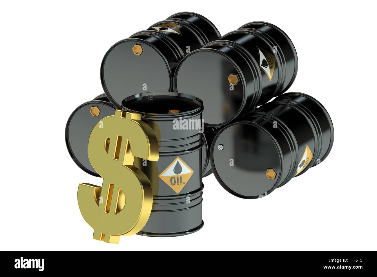 oil barrels with dollar symbol isolated on white background Stock Photo ...