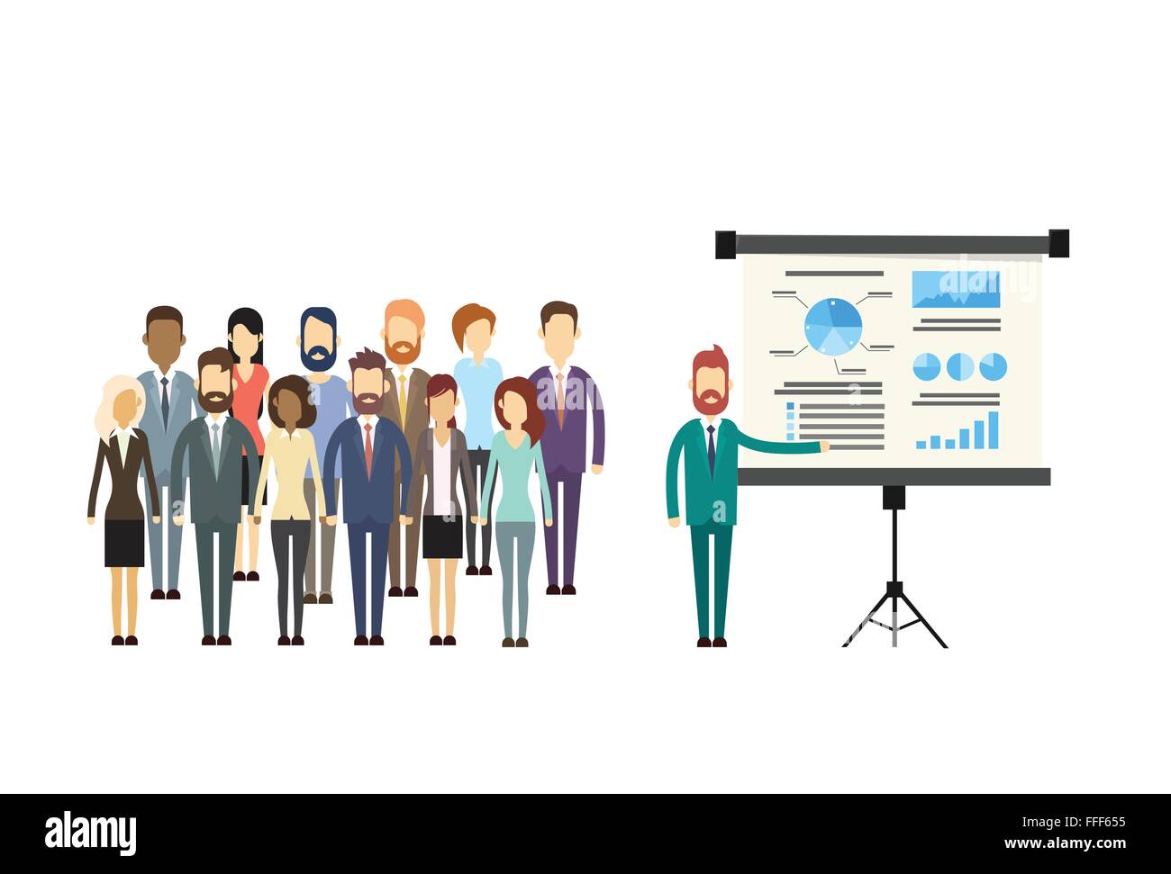 Business People Group Presentation Flip Chart Finance Stock Vector ...