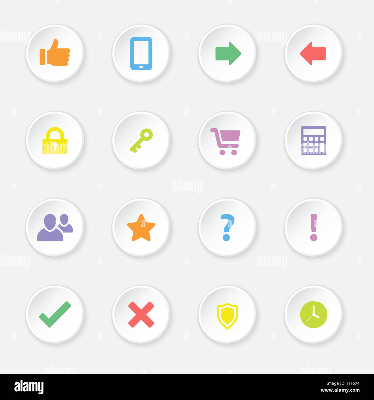 [JPEG] colorful web icon set 2 on white circle button with soft shadow ...