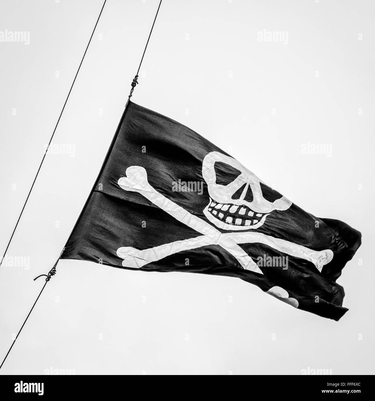 Tall ship mast flag Black and White Stock Photos & Images - Alamy