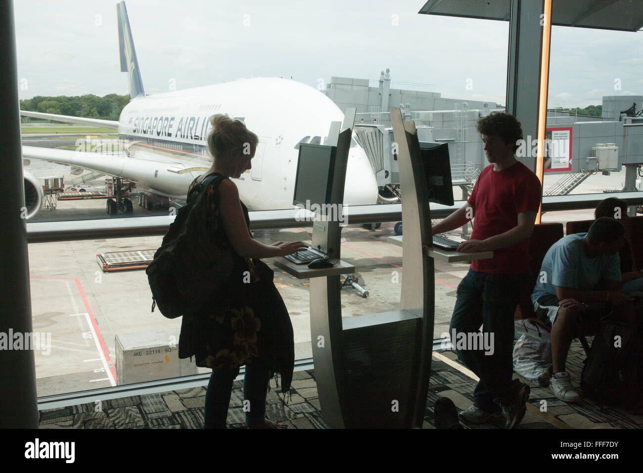 A380 double decker Airbus at Changi Airport,Singapore Stock Photo - Alamy