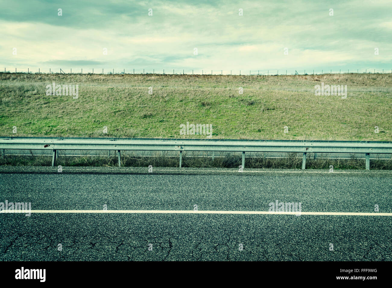 Vintage photo. Highway road without traffic in daylight Stock Photo - Alamy