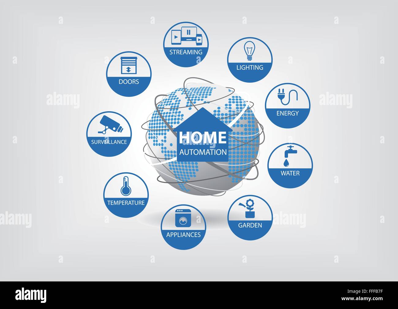 Vector illustration with smart home automation icons Stock Vector Image ...