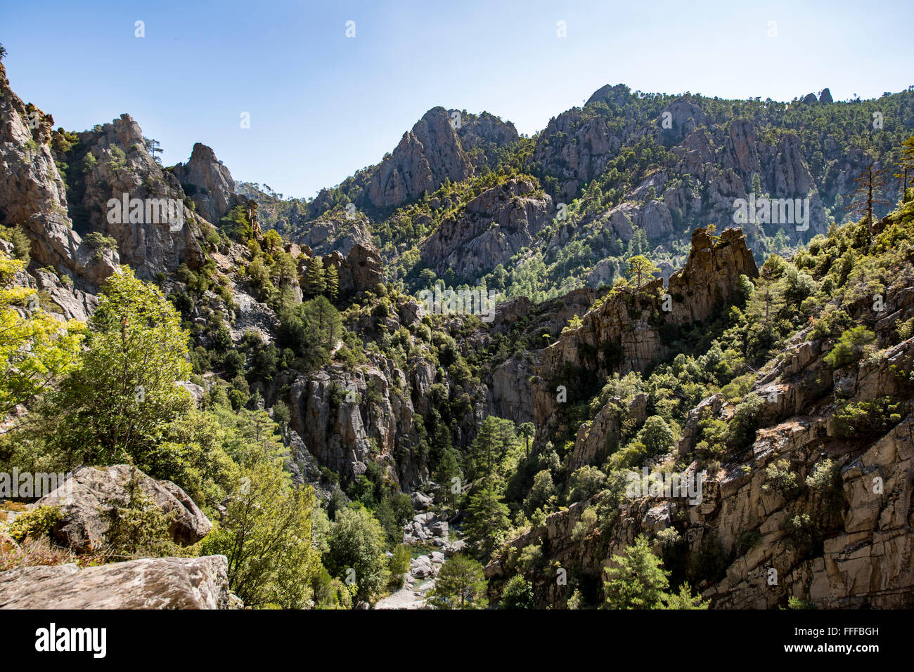 Tavignano river valley, rocky landscape, Corte, Haute-Corse, Corsica ...