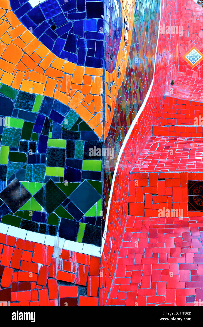 Esaderia do Selaron, tiles stairs from Santa Teresa to district of Lapa ...