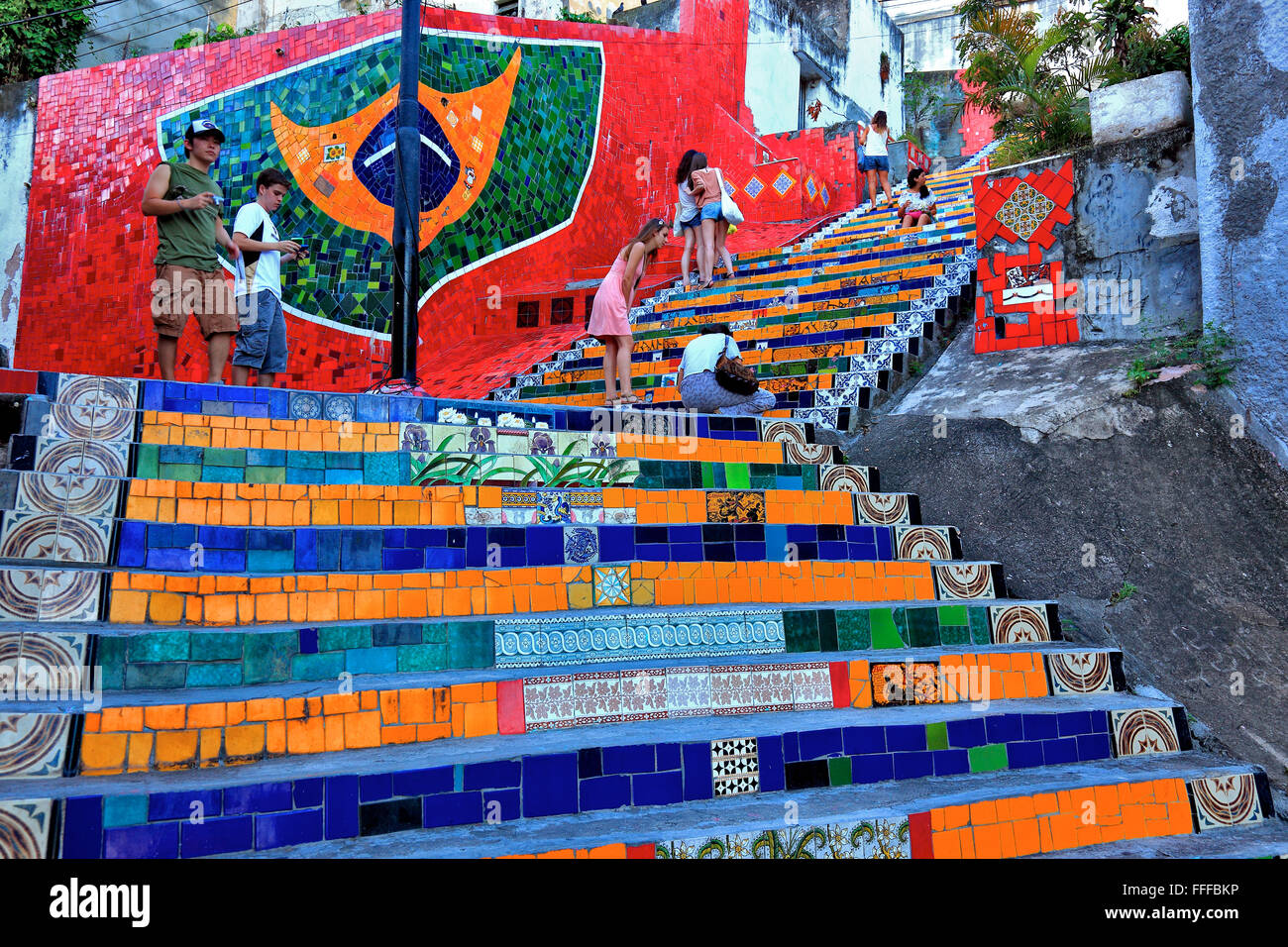 Esaderia do Selaron, tiles stairs from Santa Teresa to district of Lapa ...