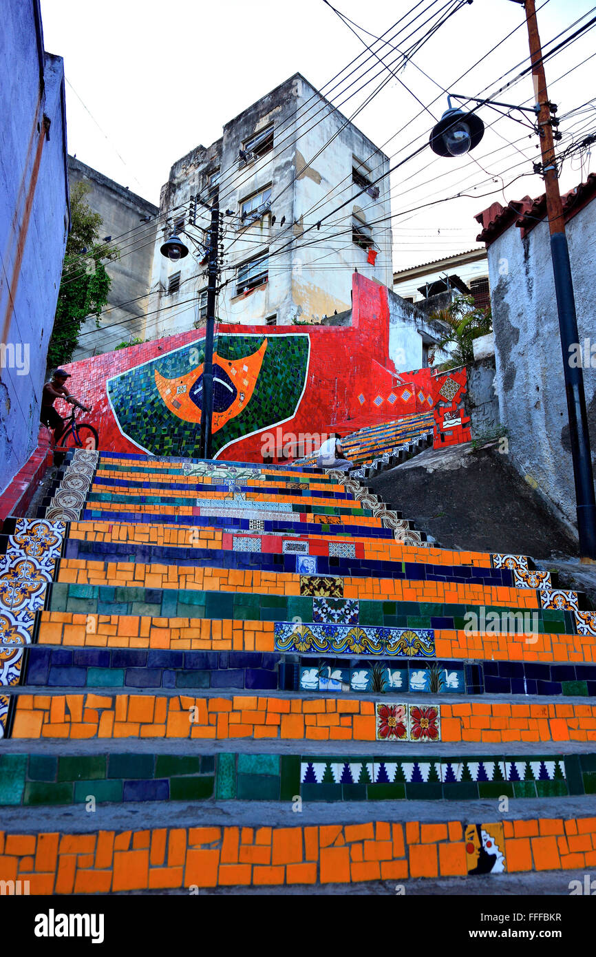 Esaderia do Selaron, tiles stairs from Santa Teresa to district of Lapa ...