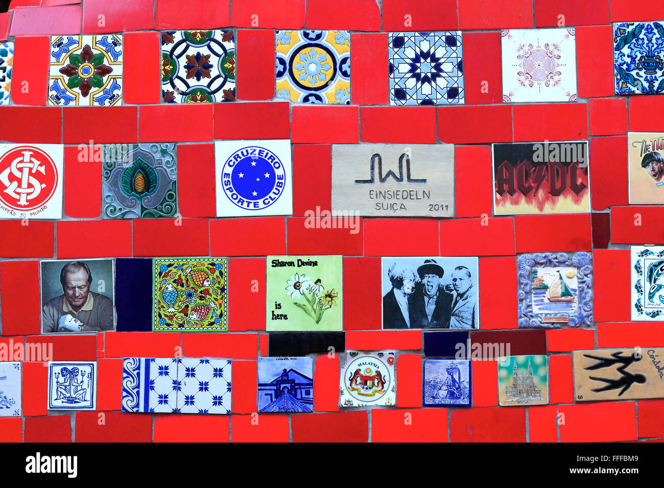 Esaderia do Selaron, tiles stairs from Santa Teresa to district of Lapa ...
