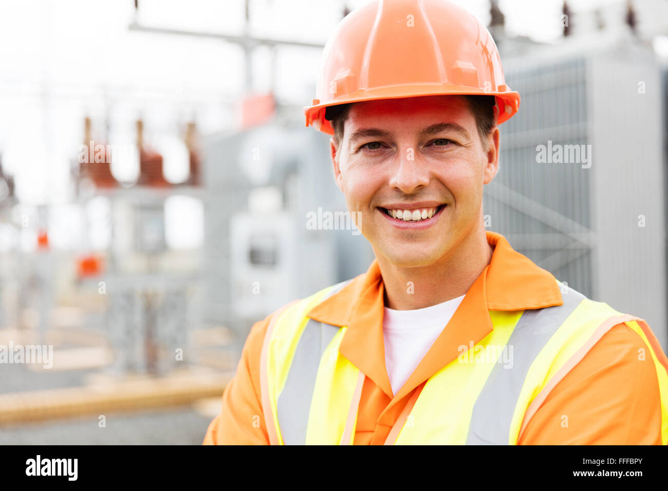 young male electrical engineer at substation Stock Photo - Alamy