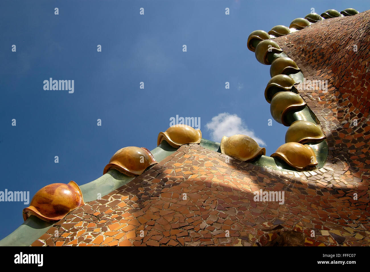 Artistic dragon shaped roof of Casa Batlo Stock Photo - Alamy
