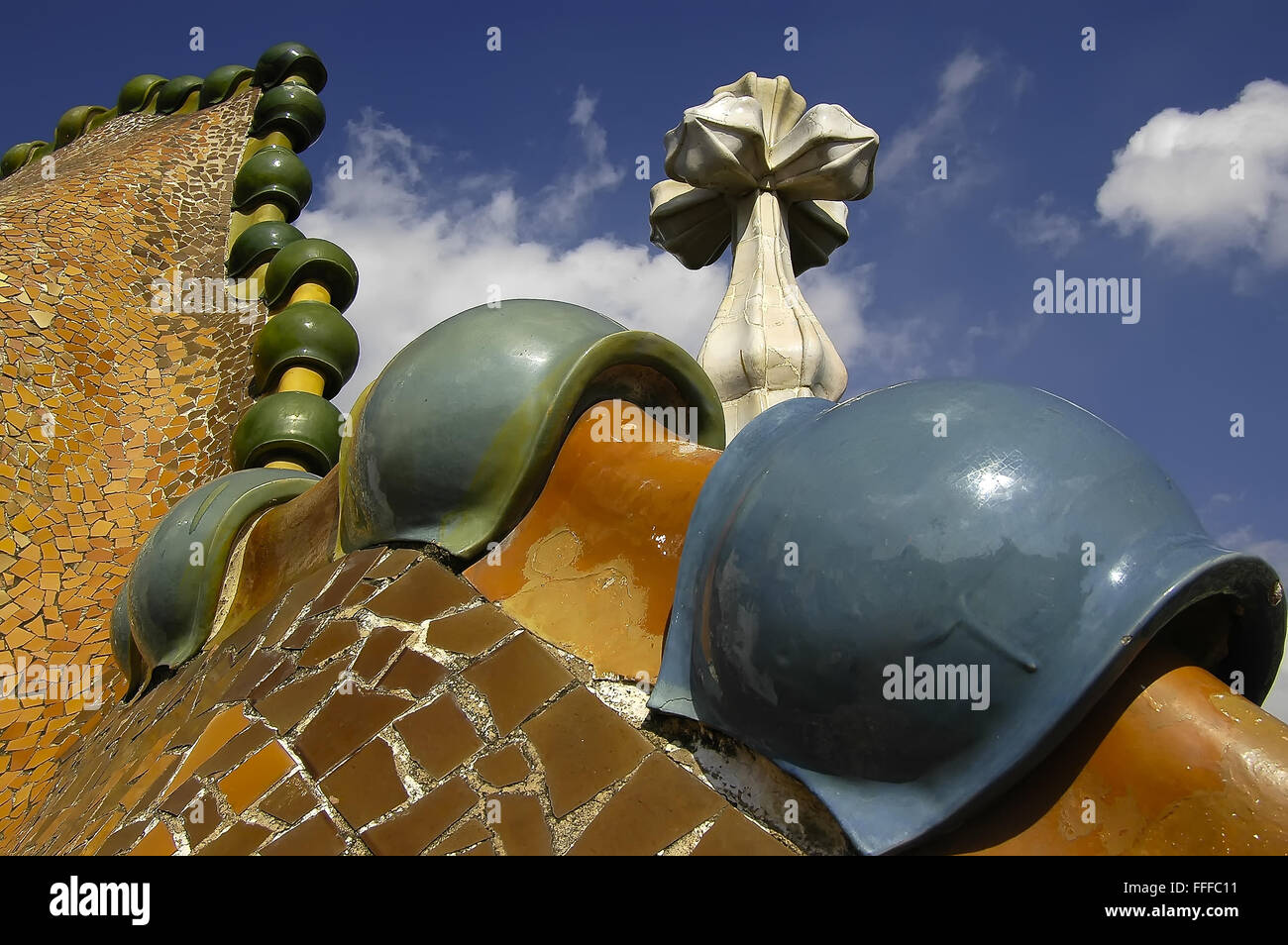 Artistic dragon shaped roof of Casa Batlo Stock Photo - Alamy