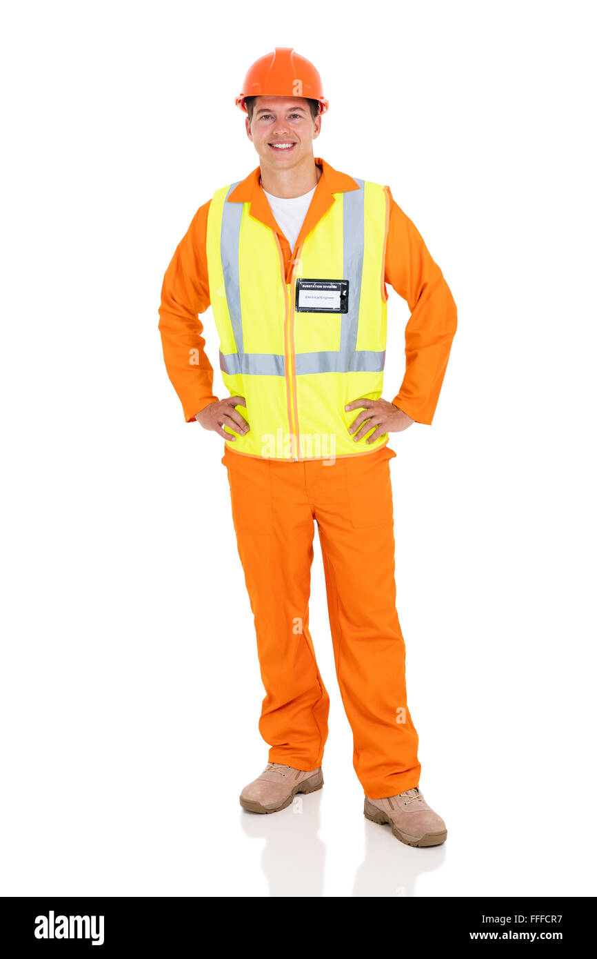 handsome young engineer isolated on white background Stock Photo - Alamy