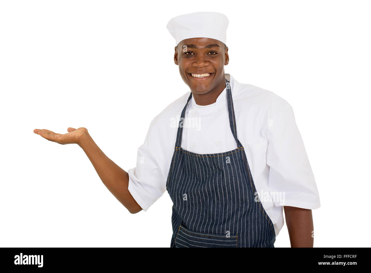 good looking African chef presenting copy space Stock Photo - Alamy
