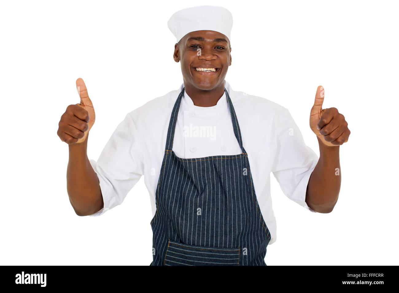 young African chef giving thumbs up Stock Photo - Alamy