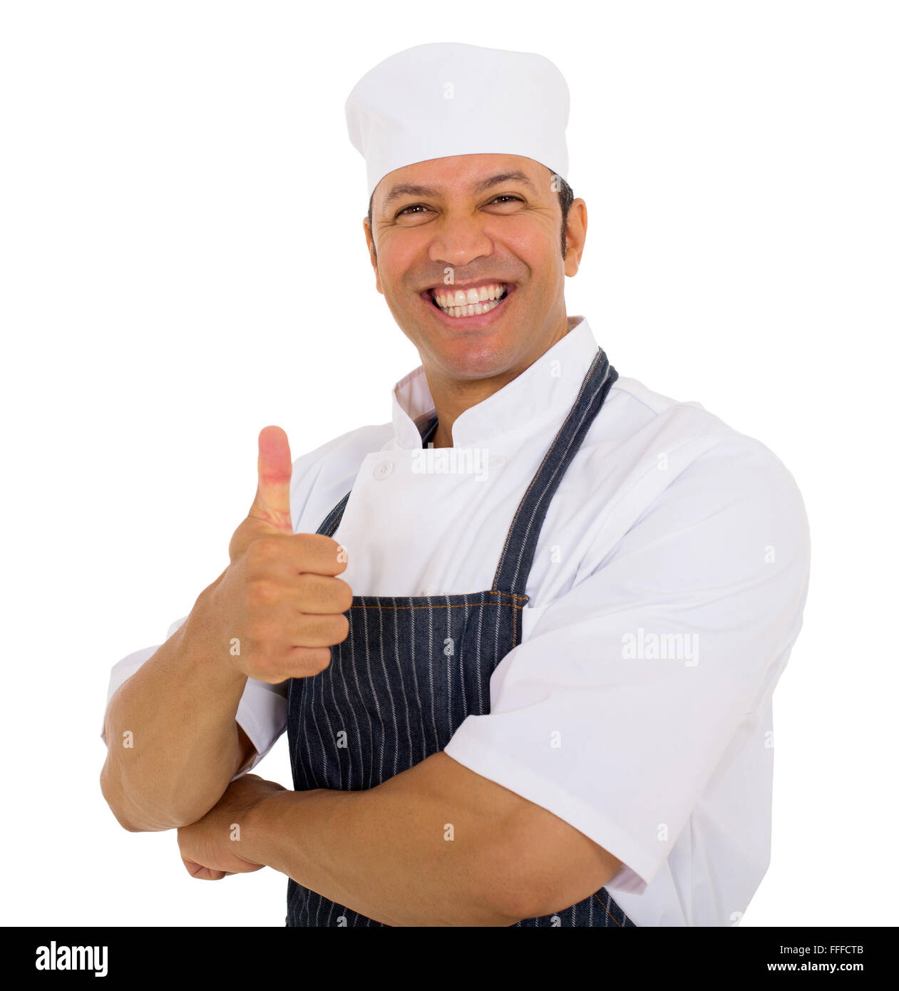 happy mid age butcher thumb up Stock Photo - Alamy