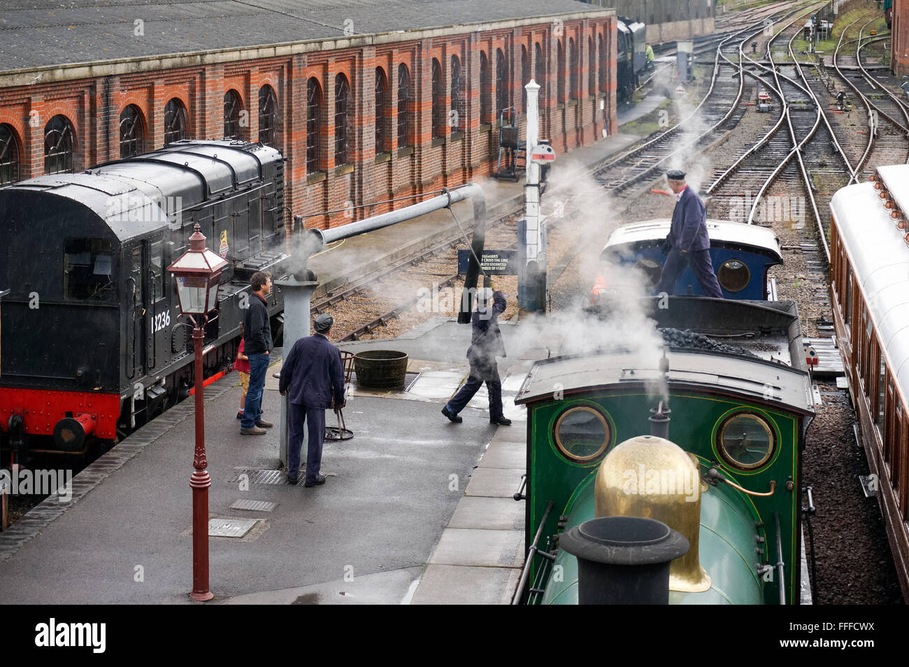 Bluebell steam engine taking on water at Sheffield Park station Stock ...