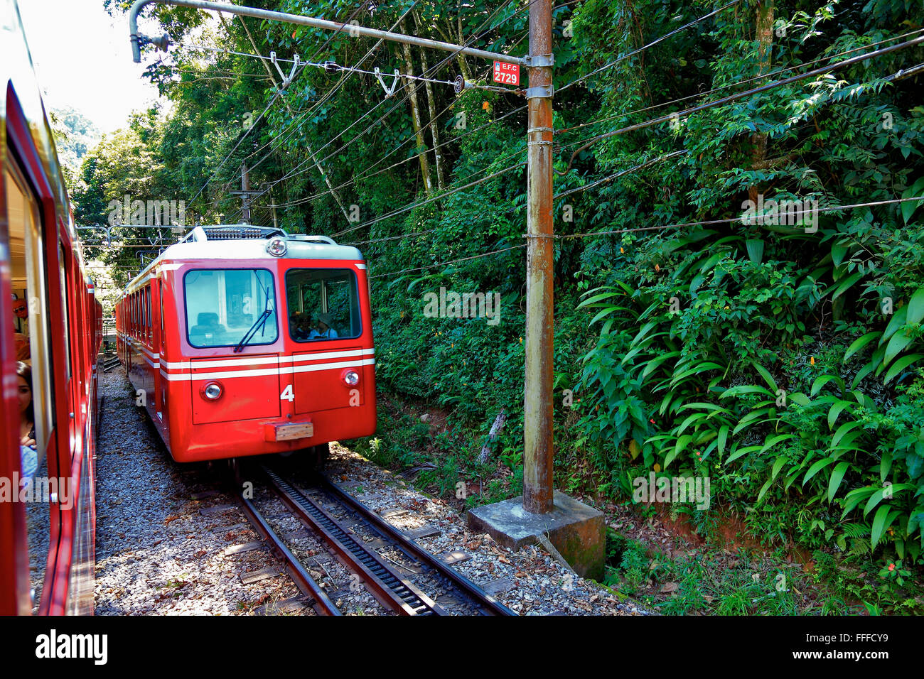 The Corcovado Rack Railway on the Corcovado, one of the landmarks of ...