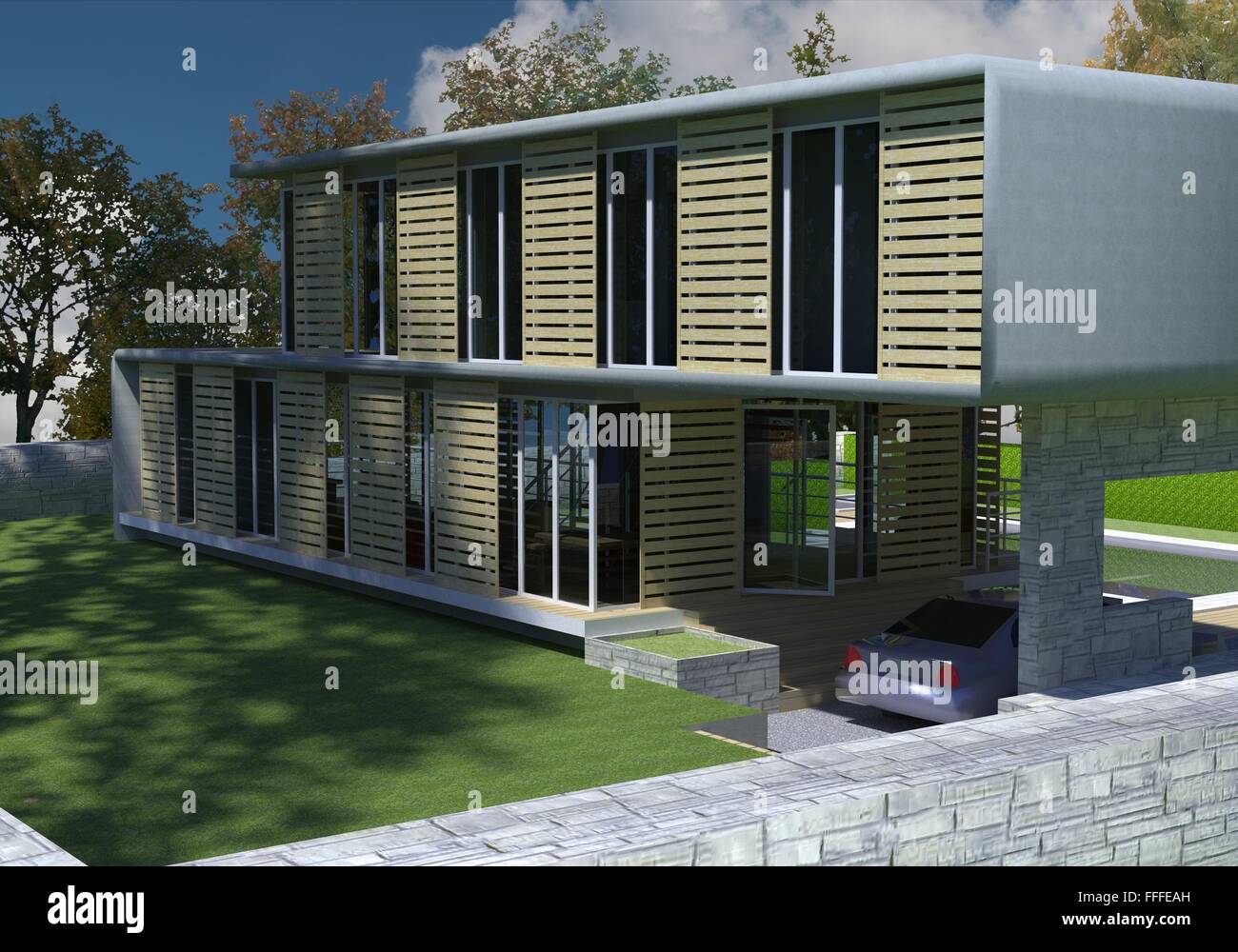 Modern 3D House Stock Photo - Alamy