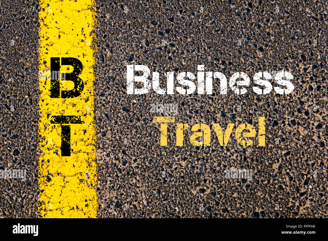 Concept image of Business Acronym BT Business Travel written over road ...