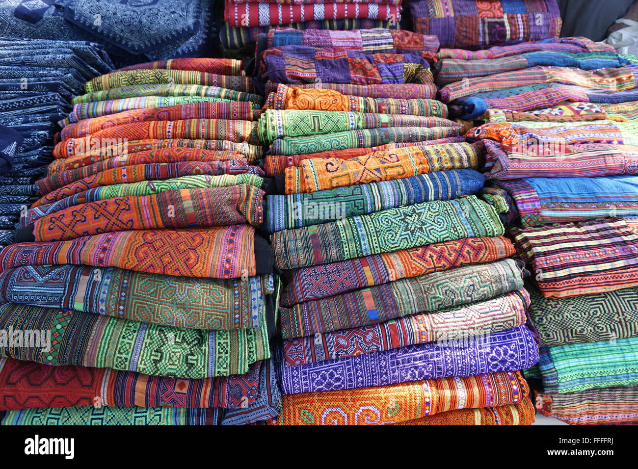 colourful hill tribe embroidery handicraft in northern Thailand Stock ...