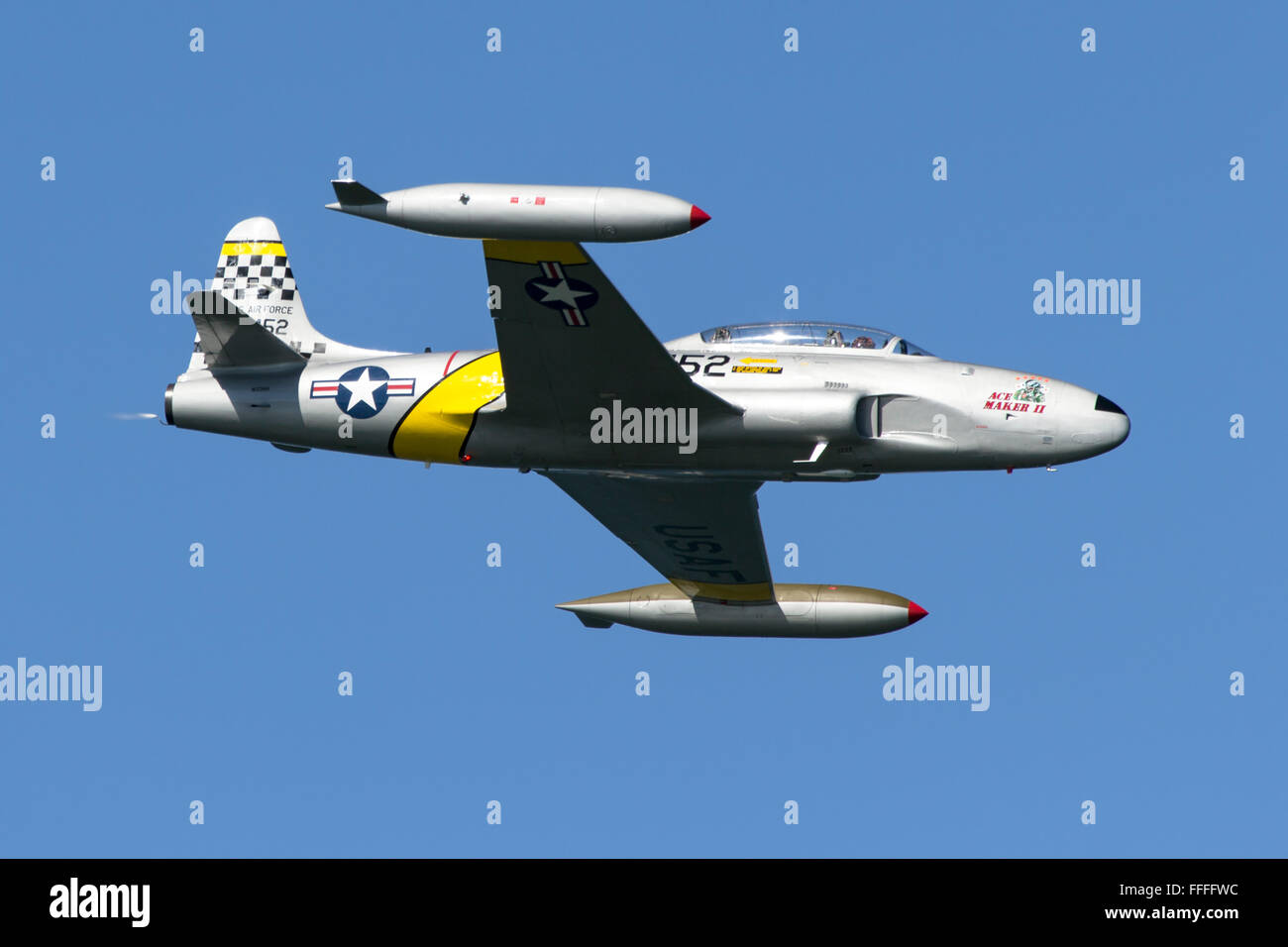 Greg Colyer pilots the Lockheed T-33 Shooting Star during a 2015 air ...