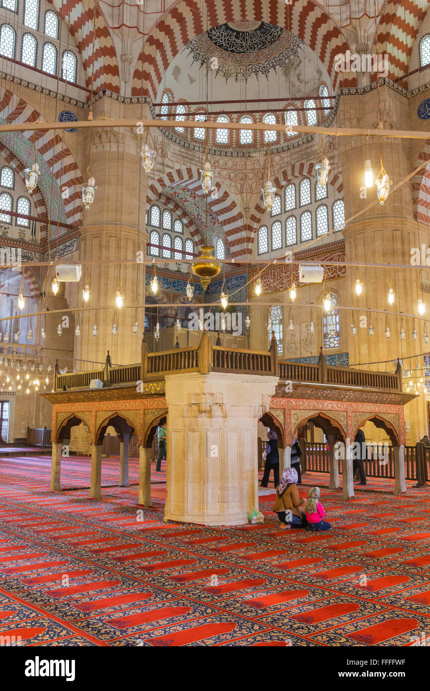 Interior of Selimiye Mosque, Edirne, Edirne Province, Turkey Stock ...