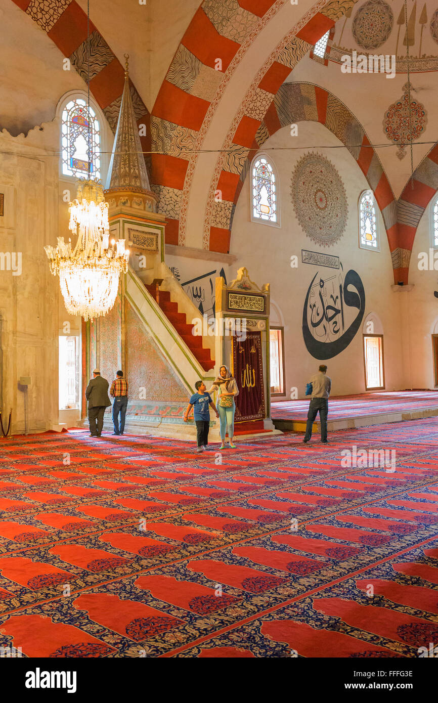 Interior of Eski mosque (1414), Edirne, Edirne Province, Turkey Stock ...