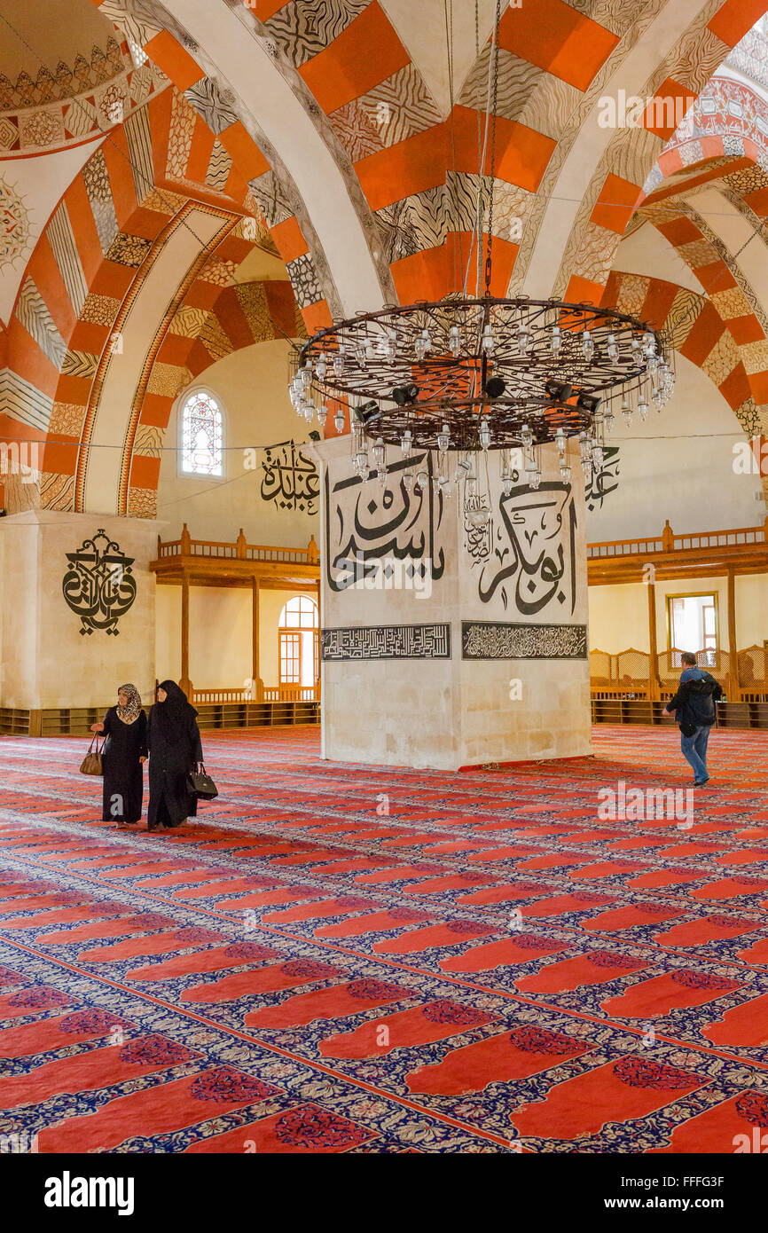 Interior of Eski mosque (1414), Edirne, Edirne Province, Turkey Stock ...