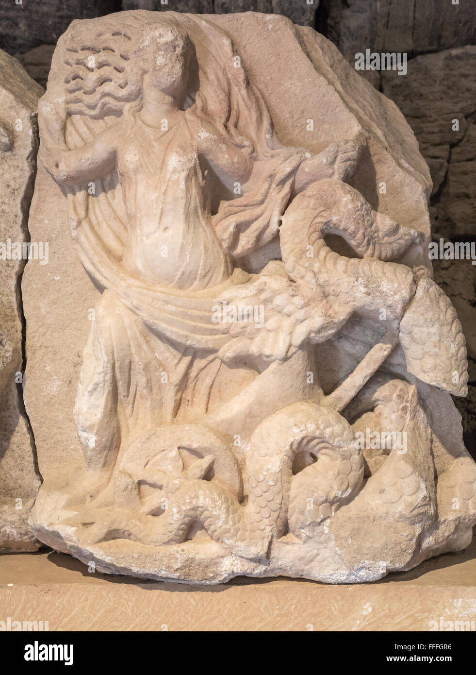 Hellenistic sculpture in archaeology museum, Pamukkale, Hierapolis ...