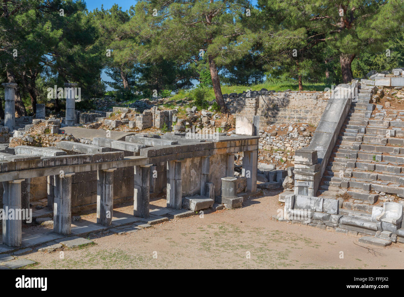 Theatre, Ruins of ancient Priene, Aydin Province, Turkey Stock Photo ...