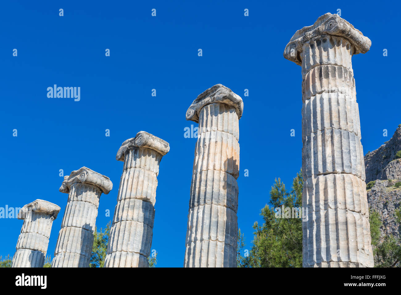 Temple of Athena, Ruins of ancient Priene, Aydin Province, Turkey Stock ...