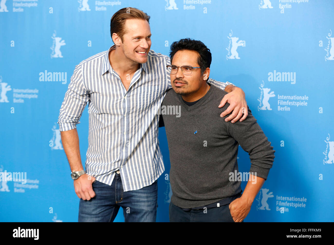 Berlin, Germany. 12th Feb, 2016. Alexander Skarsgard and Michael Pena ...