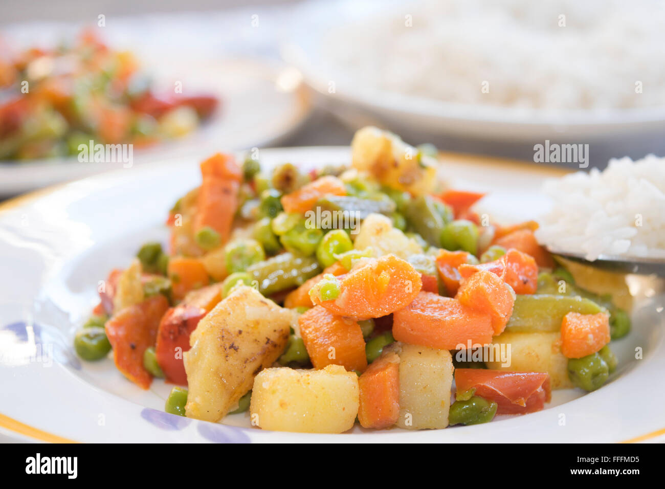 basmati rice and vegetables with soy sauce Stock Photo - Alamy
