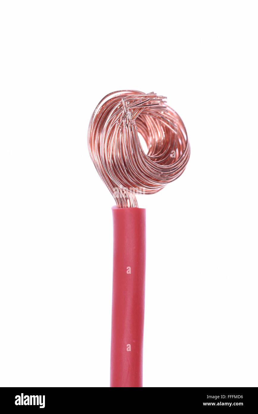 Copper wire isolated on white background Stock Photo - Alamy
