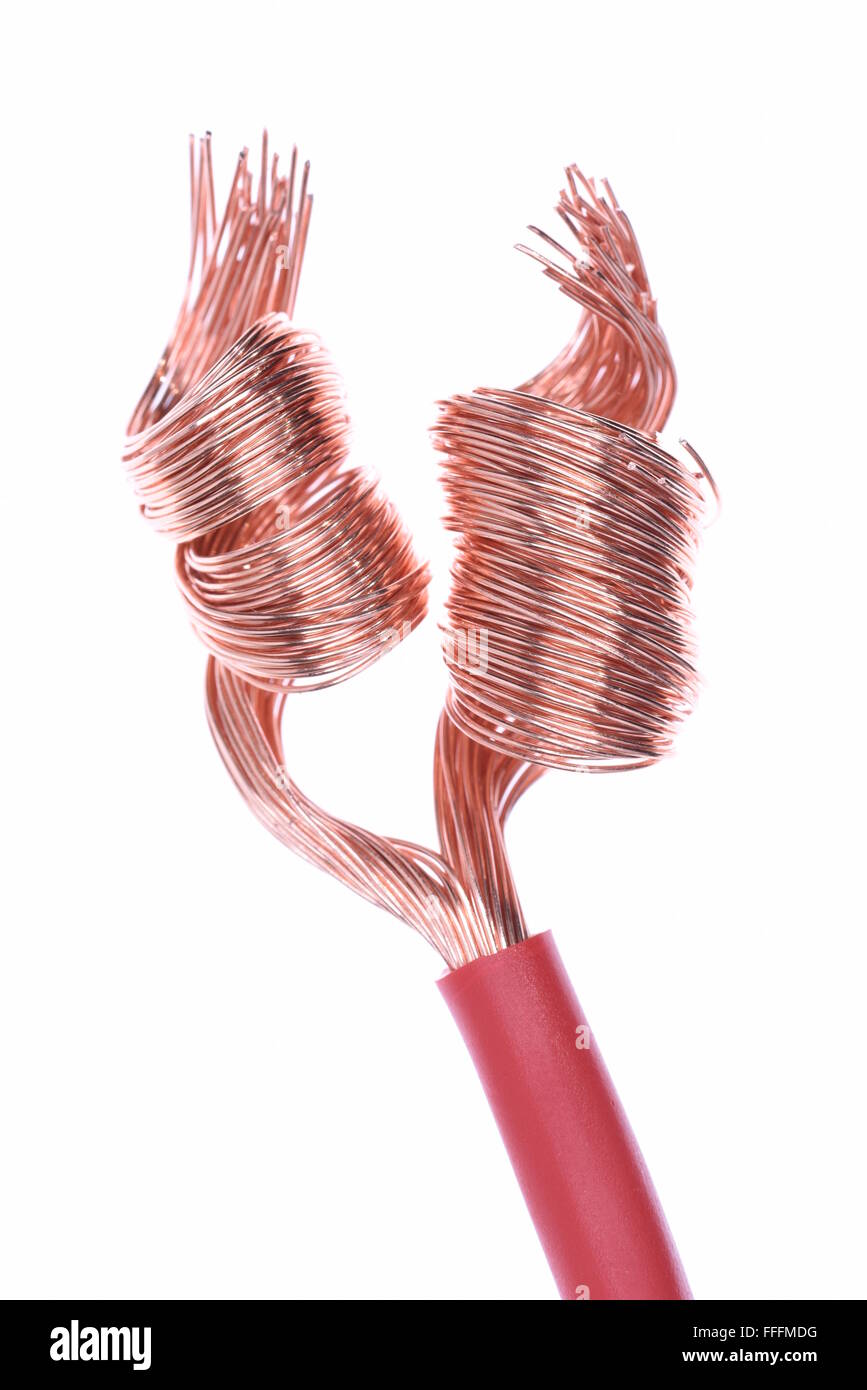 Copper wire isolated on white background Stock Photo - Alamy