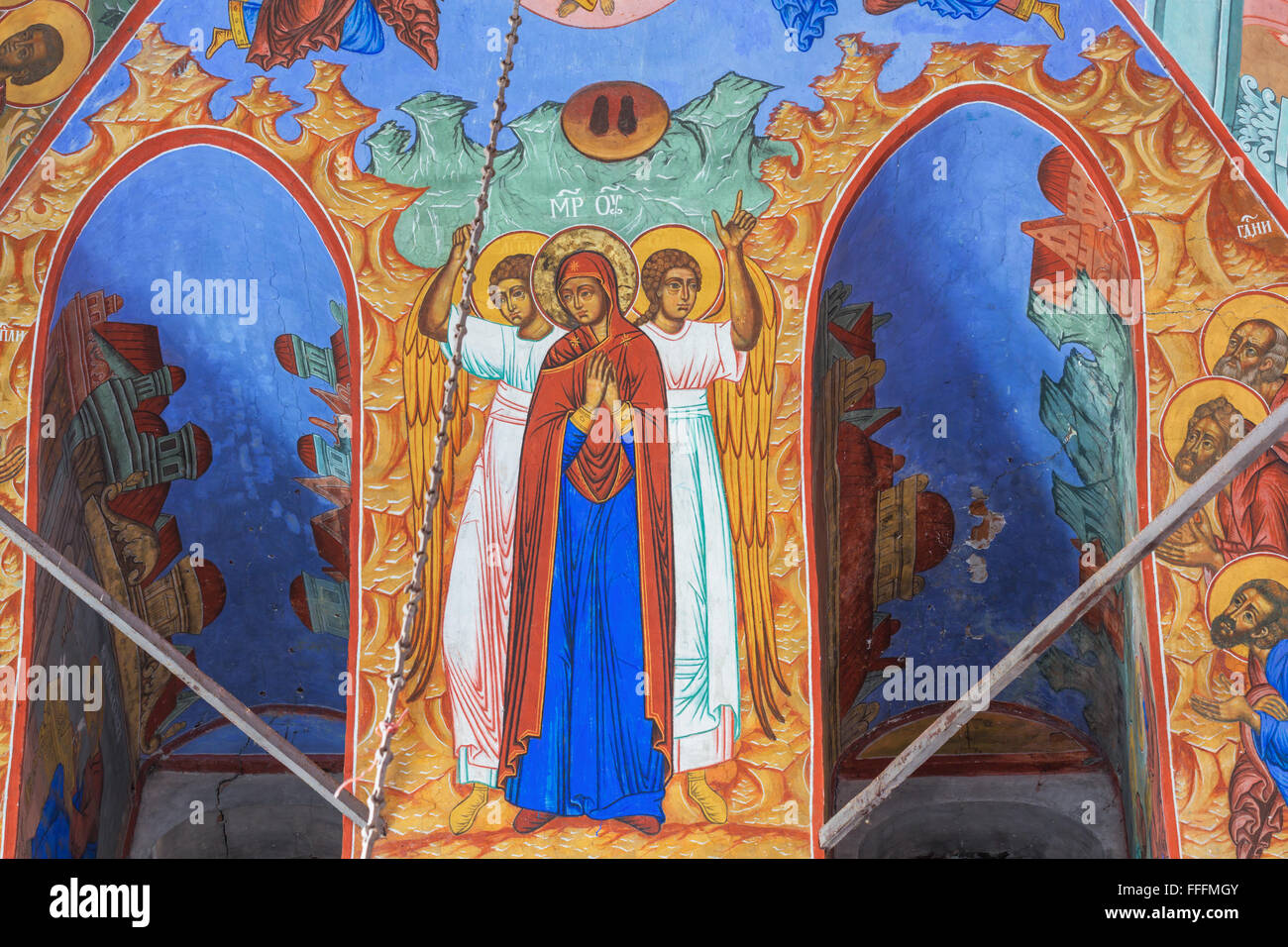 Mural painting in the church, convent of Nativity of Holy Virgin ...