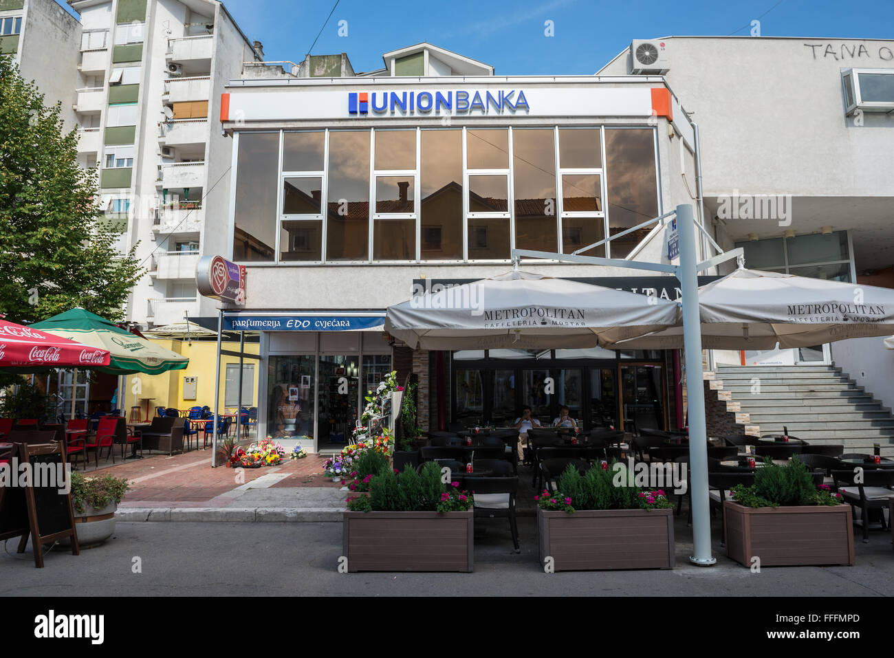 Union Banka building and Metropolitan Cafeteria at Brace Fejica ...