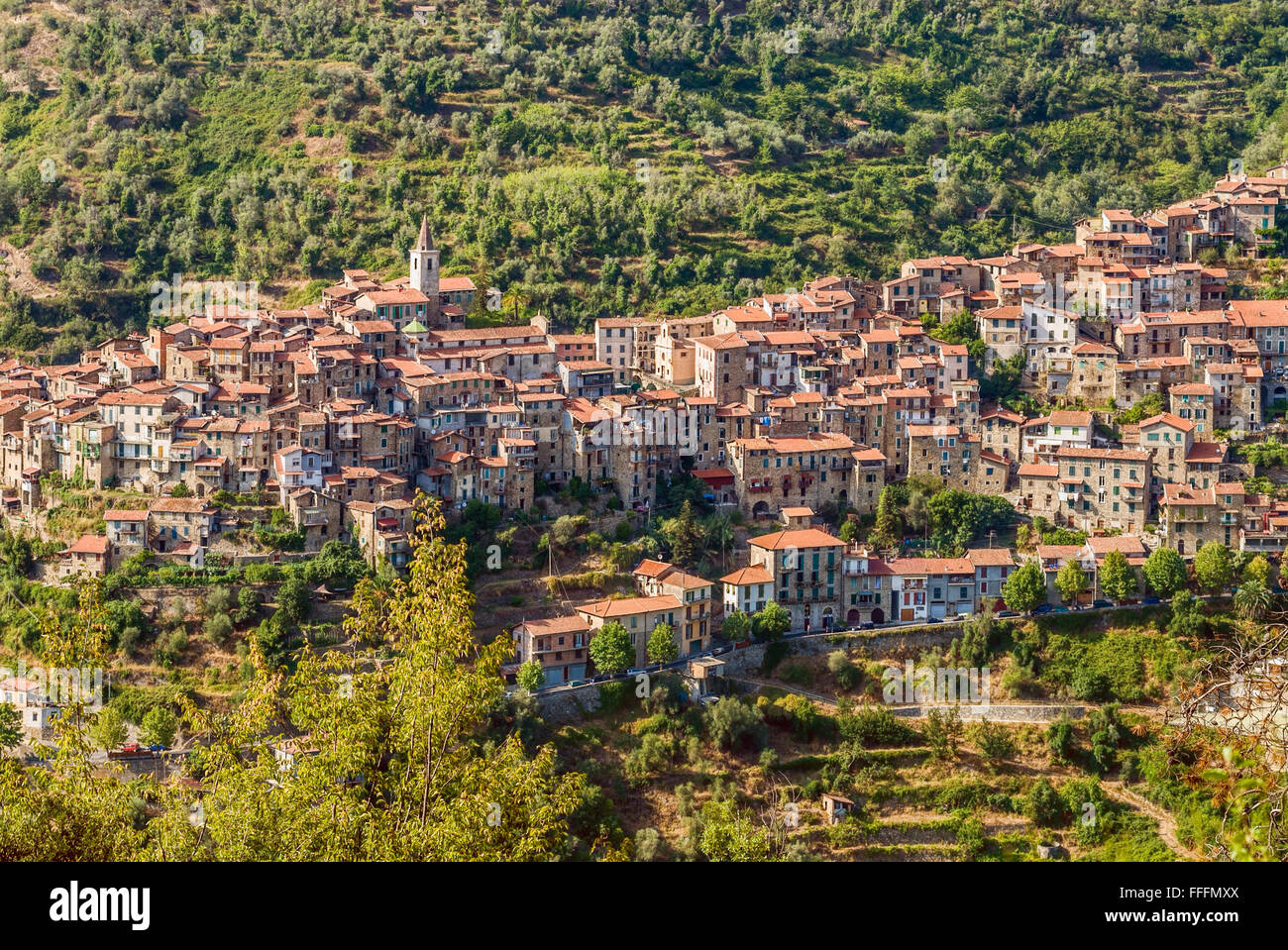 Mountain village Apricale in the Ligurian Alps, Liguria, North West ...