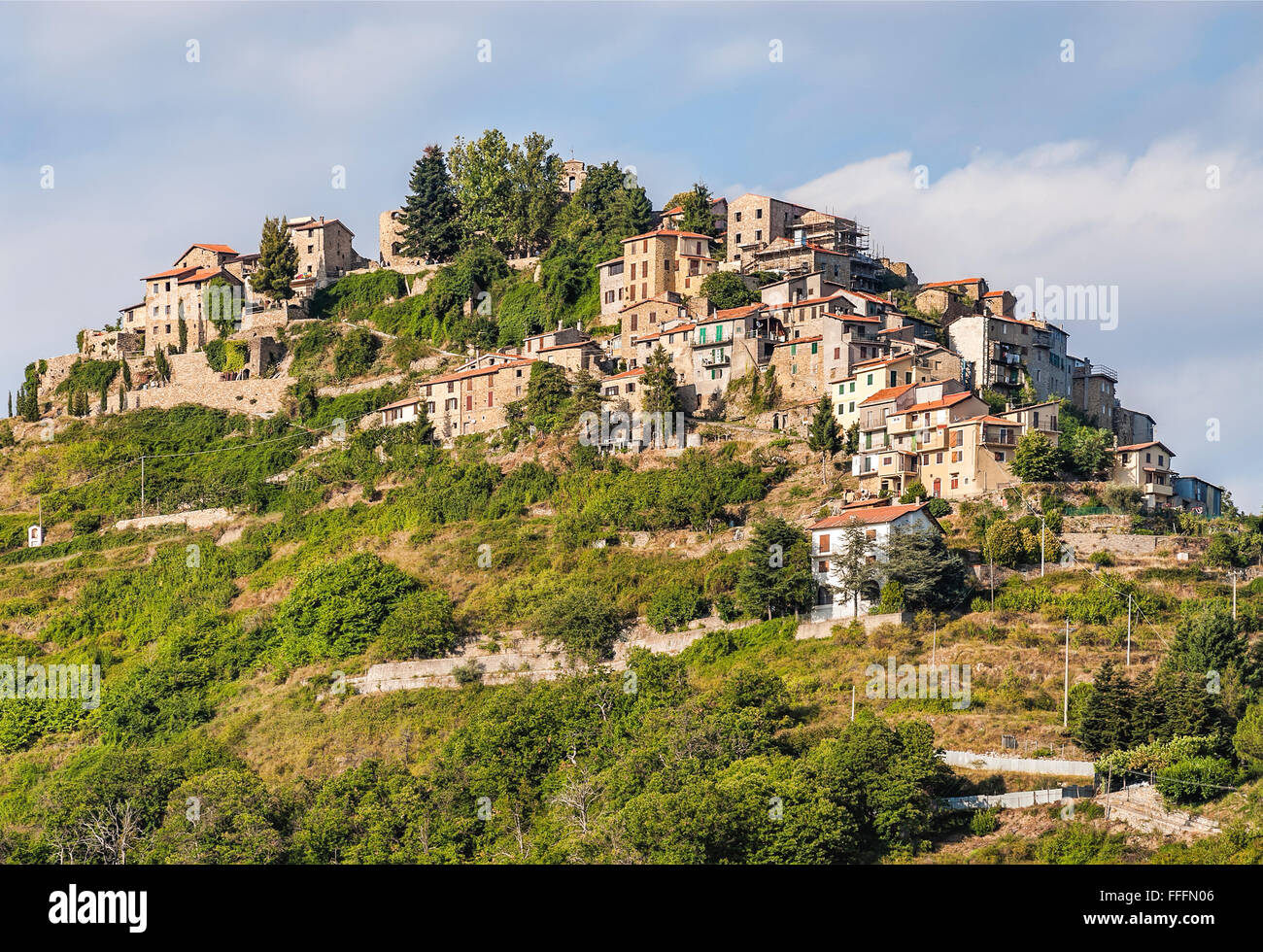 Mountain village Baiardo at the Ligurian Alps, Liguria, Italy Stock ...