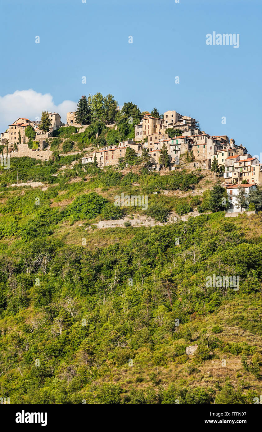Mountain village Baiardo at the Ligurian Alps, Liguria, Italy Stock ...
