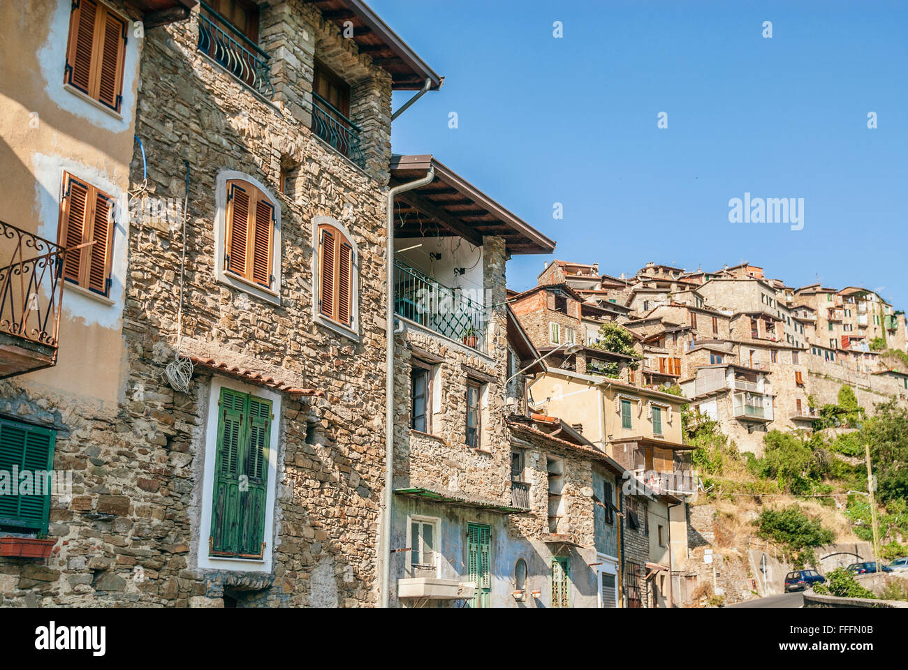 Mountain village Apricale in the Ligurian Alps, Liguria, North West ...