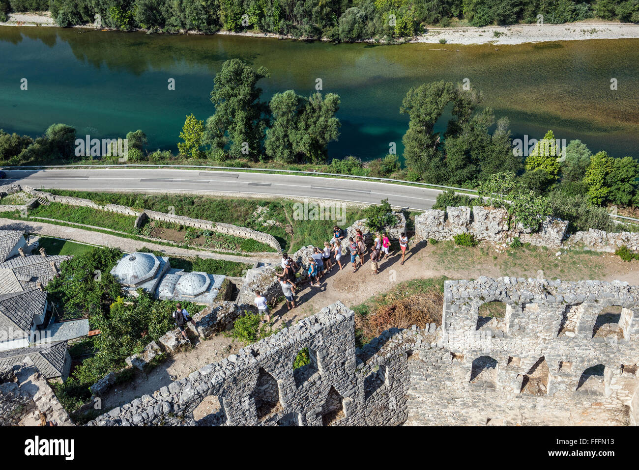 Ruins of wall of medieval citadel built by King Tvrtko I of Bosnia in ...