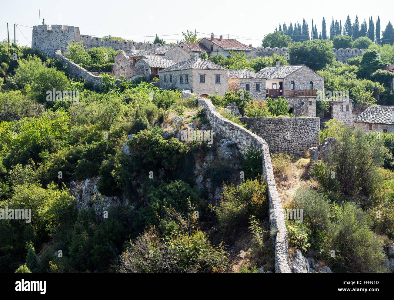 Fortified walls of medieval citadel built by King Tvrtko I of Bosnia in ...
