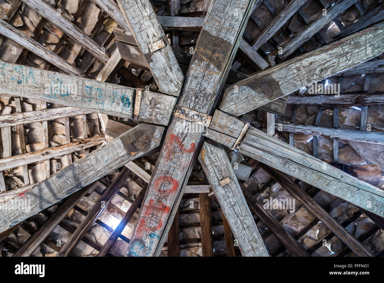 Wooden roof of tower in medieval citadel built by King Tvrtko I of ...