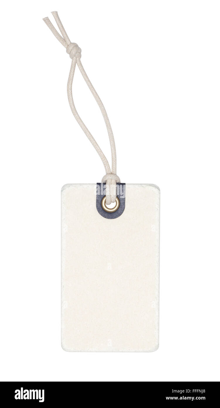 Label with string isolated on the white background, clipping path ...